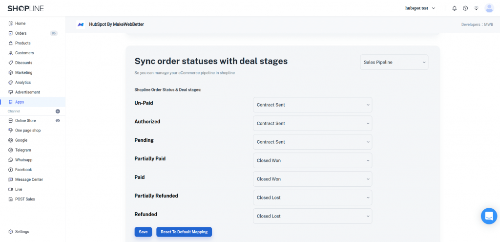 HubSpot Shopline Integration Documentation | MakeWebBetter